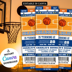 Basketball Invitation - Birthday - Sports Ticket Style Party Invite ...