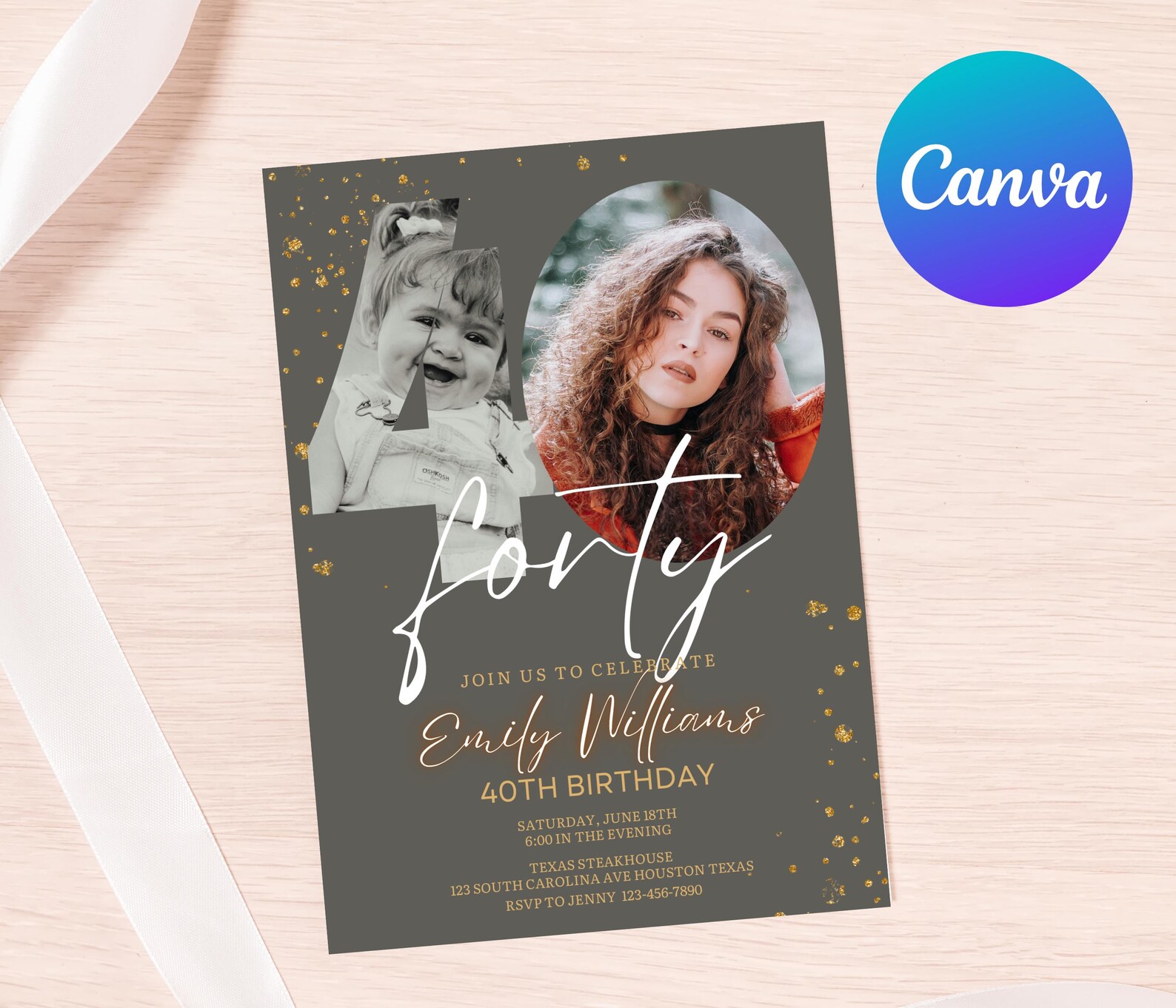 Forty Birthday Invitation, 40th Birthday Invite, Fortieth E-invite ...