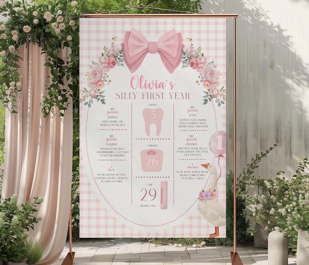 Silly Goose Birthday Milestone Board Template, One Silly Goose Theme ...