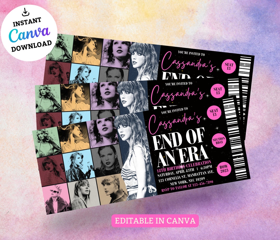 Editable Taylor Swift Inspired Eras Tour Birthday Invitation - Etsy ...