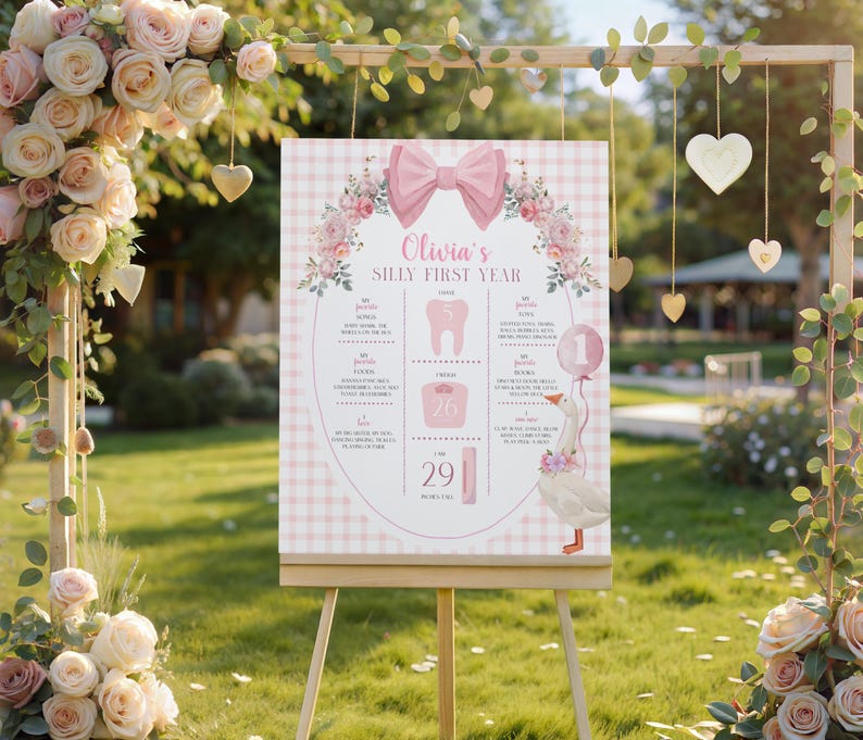 Silly Goose Birthday Milestone Board Template, One Silly Goose Theme ...