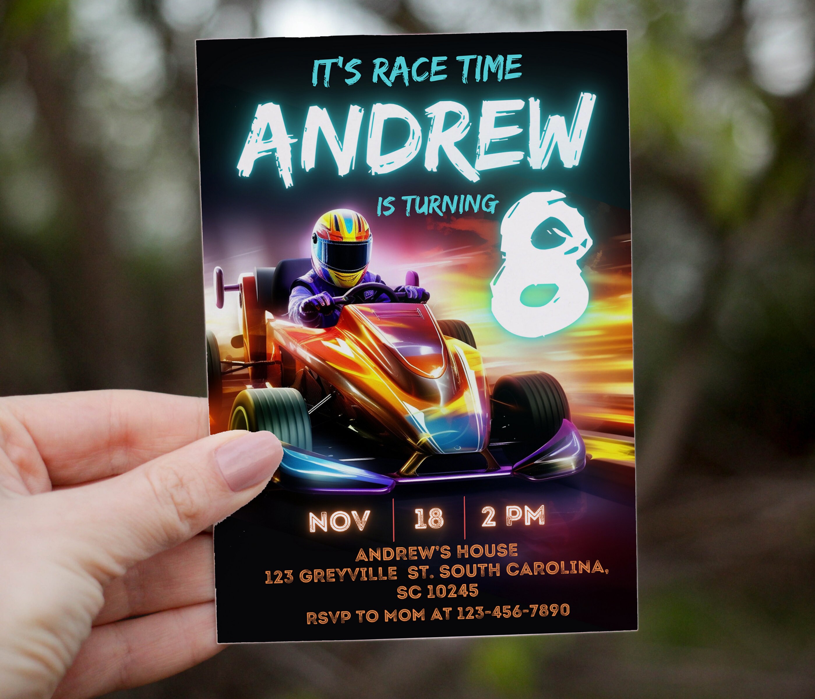 Go Kart Birthday Invitation, Go Kart Party, Karting Invitation, Go Kart ...