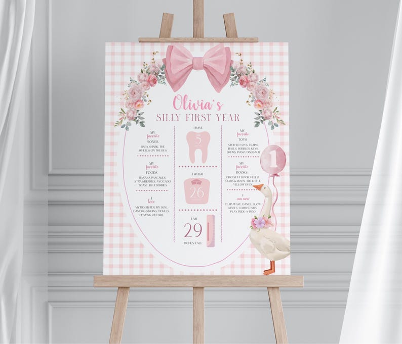 Silly Goose Birthday Milestone Board Template, One Silly Goose Theme ...