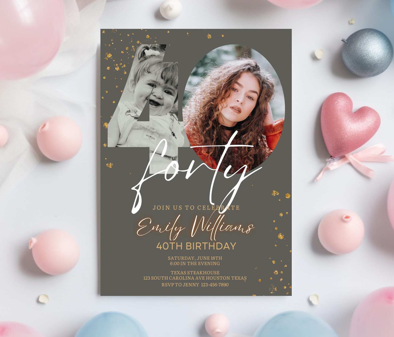Forty Birthday Invitation, 40th Birthday Invite, Fortieth E-invite ...