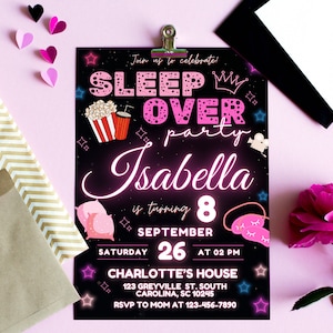 Editable Slumber Party Birthday Invitation Sleepover Birthday Invite ...