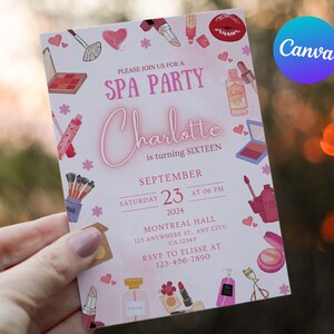 Spa Party Birthday Invitation Template Printable, Spa Party Birthday ...