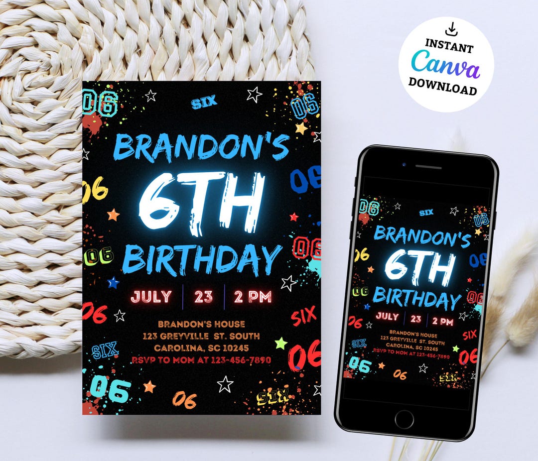 Boy Birthday Invitation, 6th Boy Birthday Invitation, Boy Birthday ...