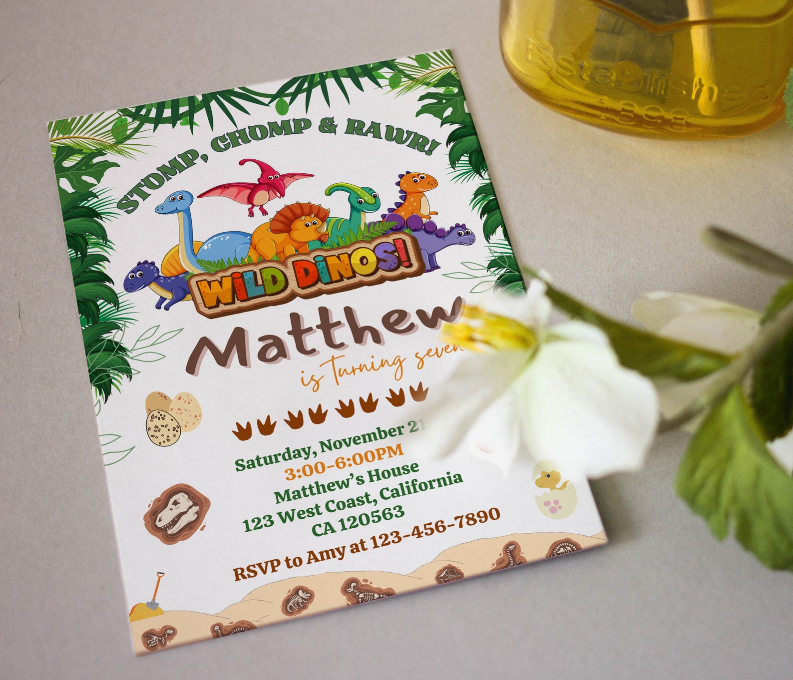 Editable Dinosaur Birthday Party Invitation Template, Dinosaur Birthday ...