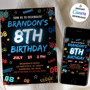 Boy Birthday Invitation, 8th Boy Birthday Invitation, Boy Birthday ...