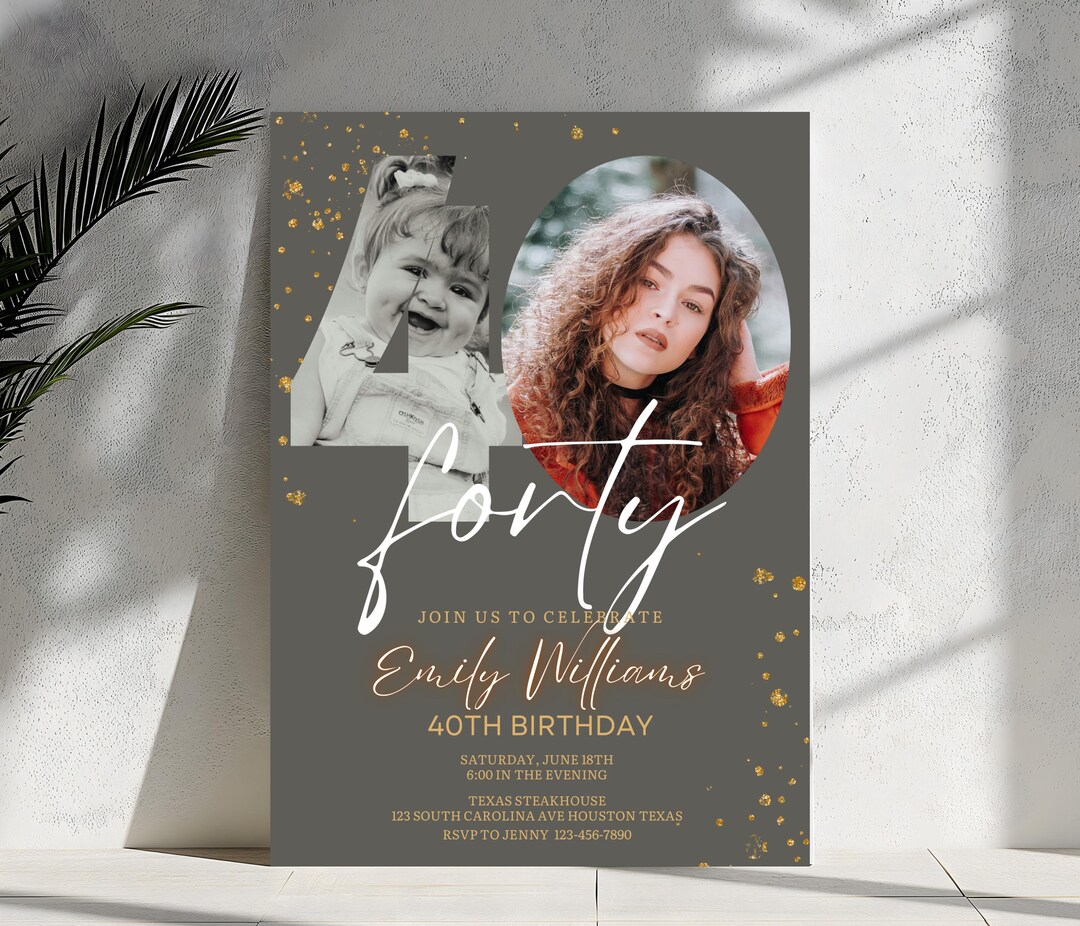 Forty Birthday Invitation, 40th Birthday Invite, Fortieth E-invite ...