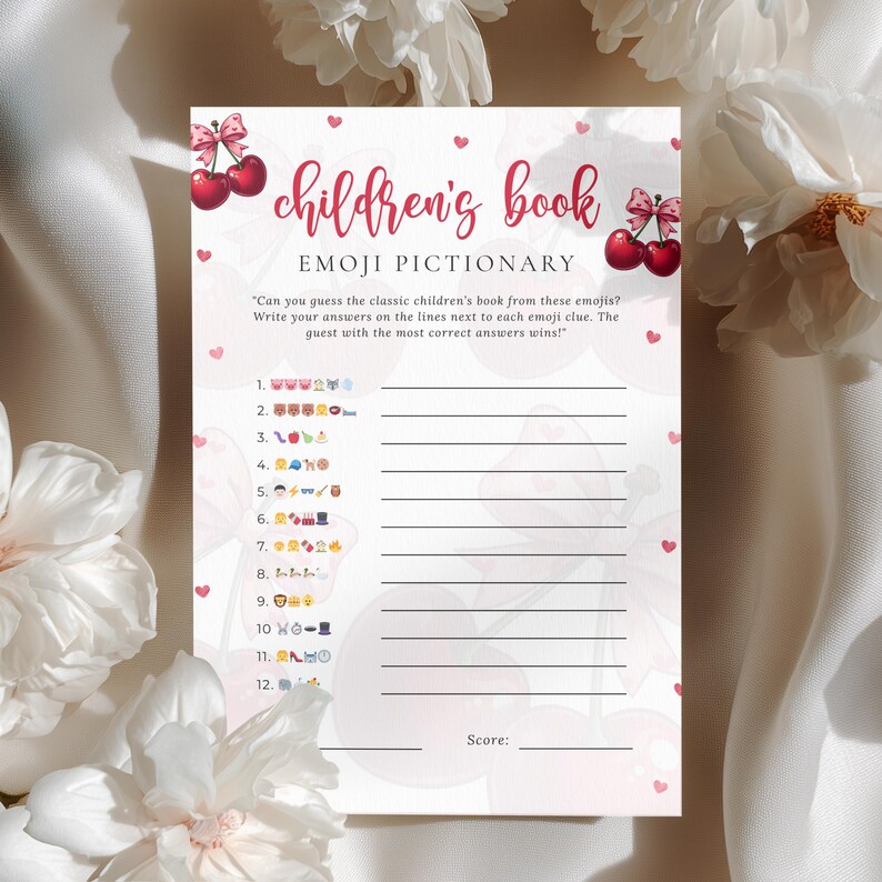 Children's Book Emoji Pictionary Game, Minimalist Baby Shower Game ...