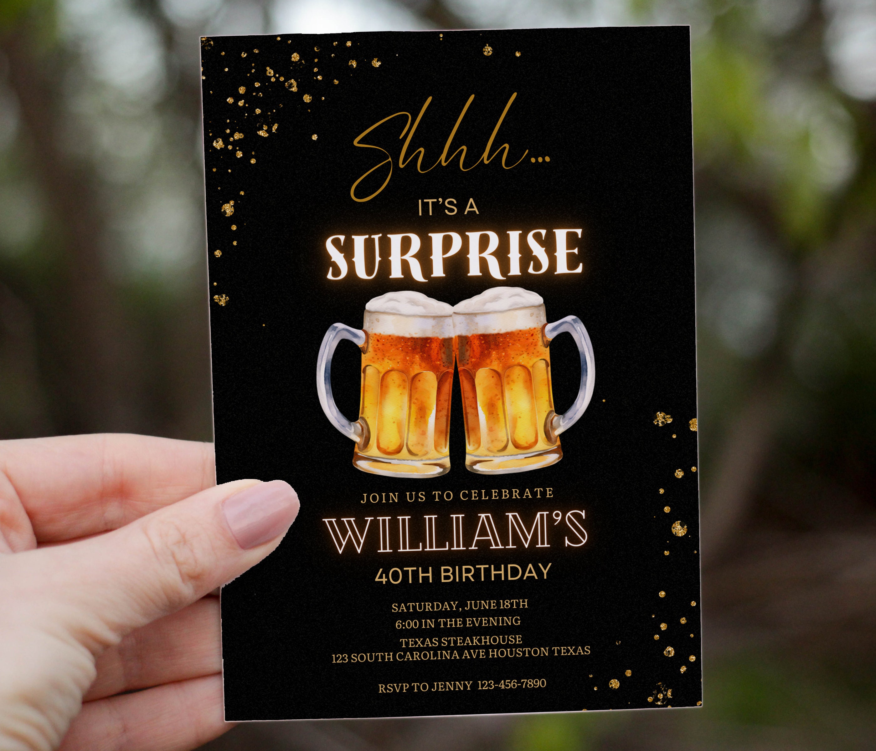 Beer Surprise Birthday Invitation: Editable Adult Party Invite (digital ...