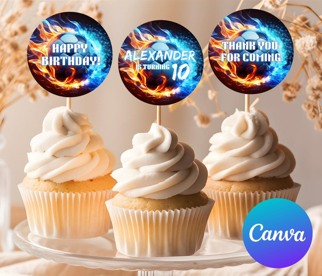 Editable Soccer Birthday Cake Topper Template, Printable Birthday Party ...