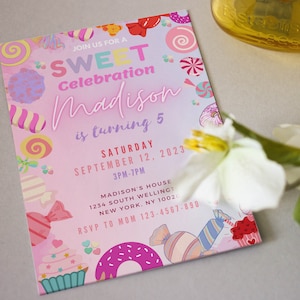 Sweets Candy Invitation, Sweet Candy Birthday Invitation, Sweet ...