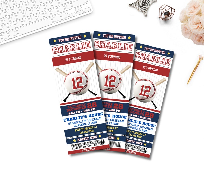 Editable Baseball Invitation, Baseball Ticket Invitation, Sports Ticket ...