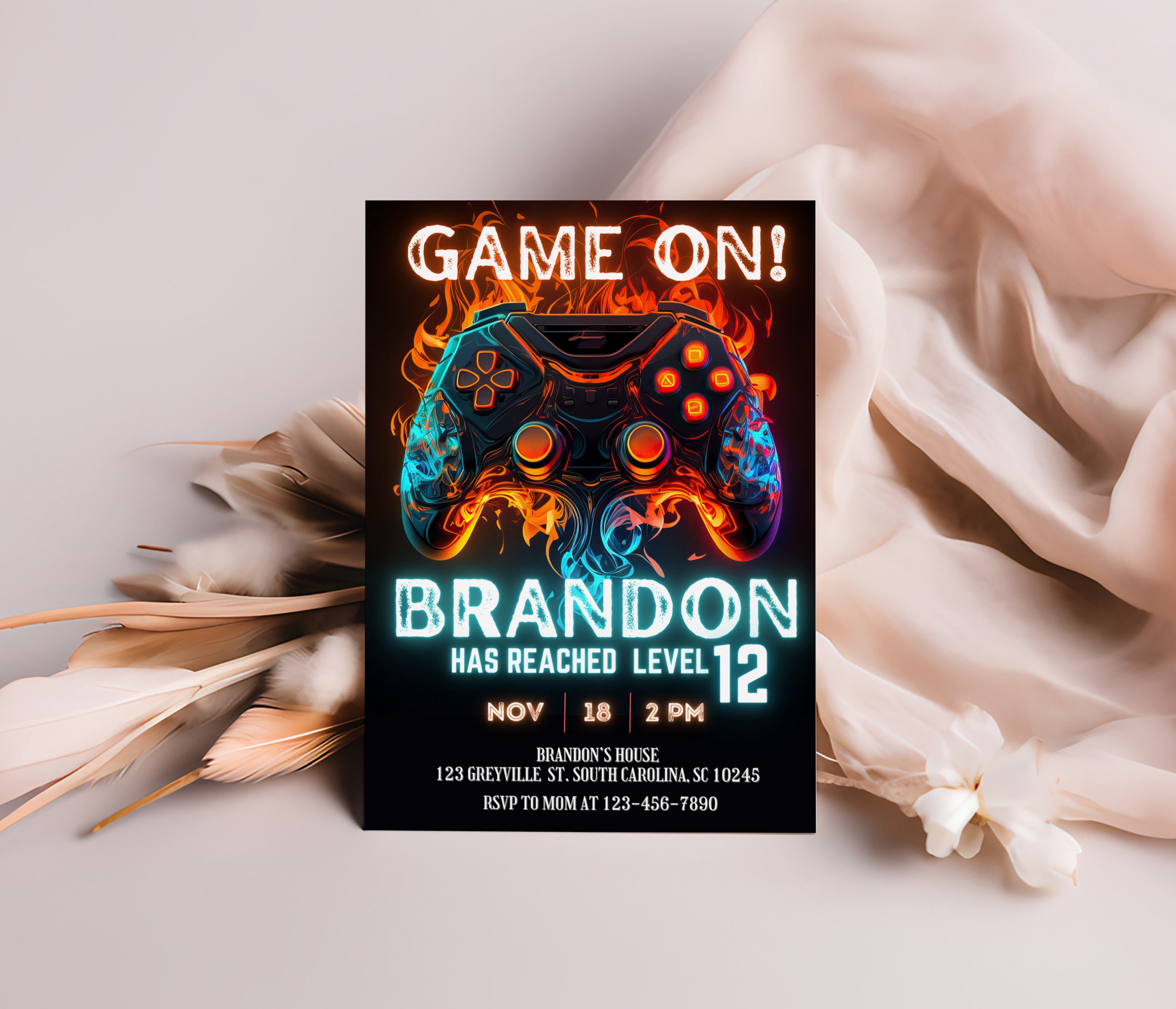 Editable Video Game Party Invitation, Level up Birthday Invite, Gamer ...