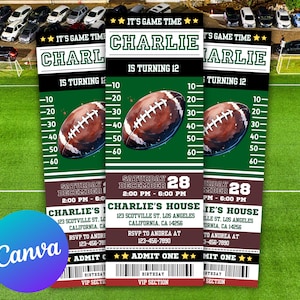 Football Ticket Invitation Template Football Birthday Invitation ...