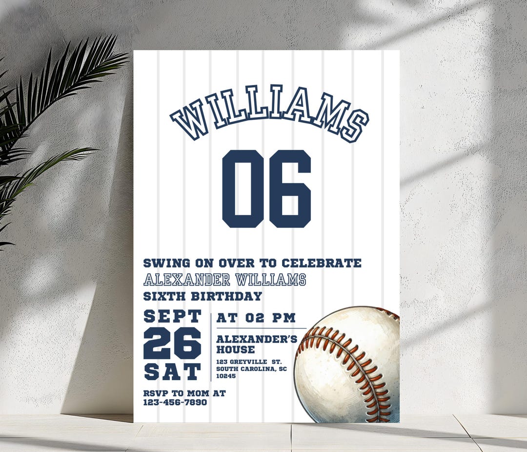 Editable Baseball Birthday Invitation, Baseball Invites, Instant ...