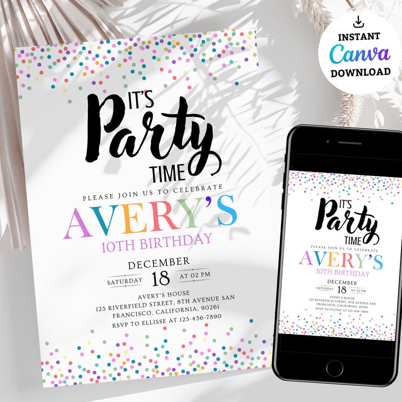Confetti Invitation - Etsy
