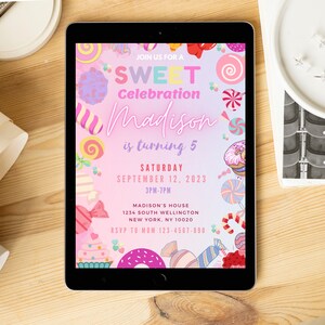 Sweets Candy Invitation, Sweet Candy Birthday Invitation, Sweet ...