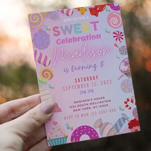 Sweets Candy Invitation, Sweet Candy Birthday Invitation, Sweet ...