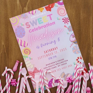 Sweets Candy Invitation, Sweet Candy Birthday Invitation, Sweet ...