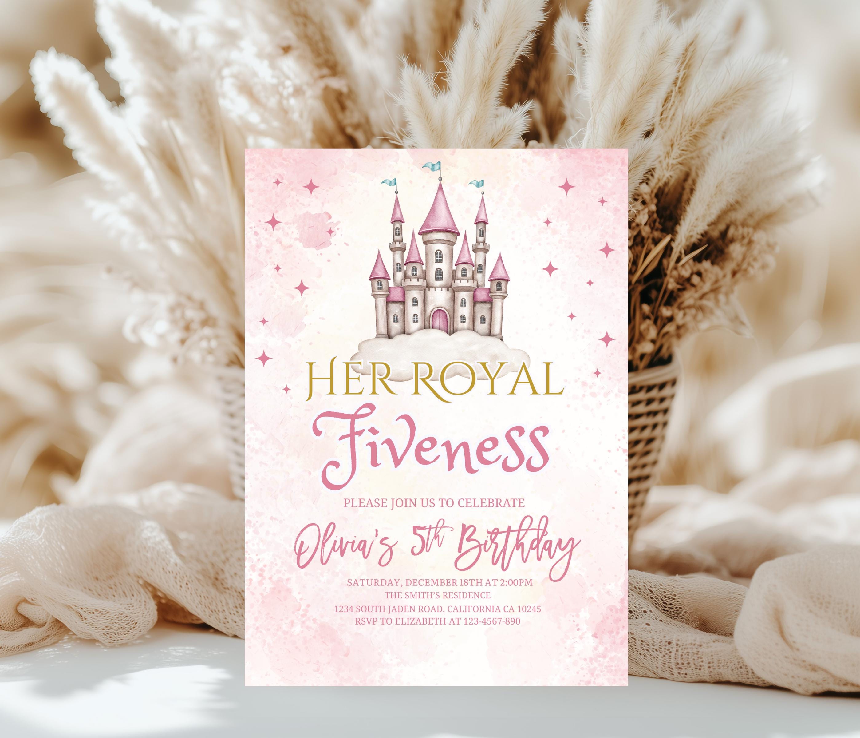 Her Royal Fiveness Princess Birthday Invite Editable Princess 5th ...