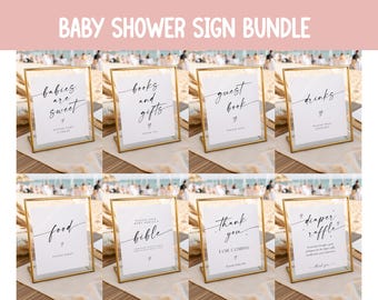 Baby Shower Sign Bundle, Baby Shower Signs, Minimalist Baby Shower ...