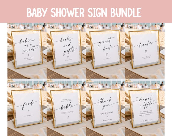 Minimalist Baby Shower Table Signs Bundle Printable Baby Shower Signs ...