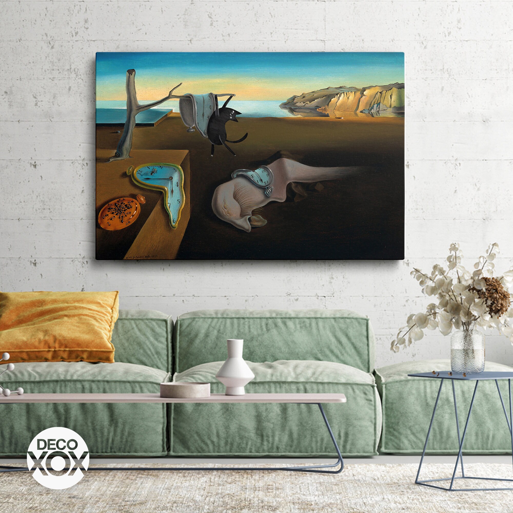 Salvador Dali Persistence of Memory Cat Canvas Print, Dali Cat Poster ...