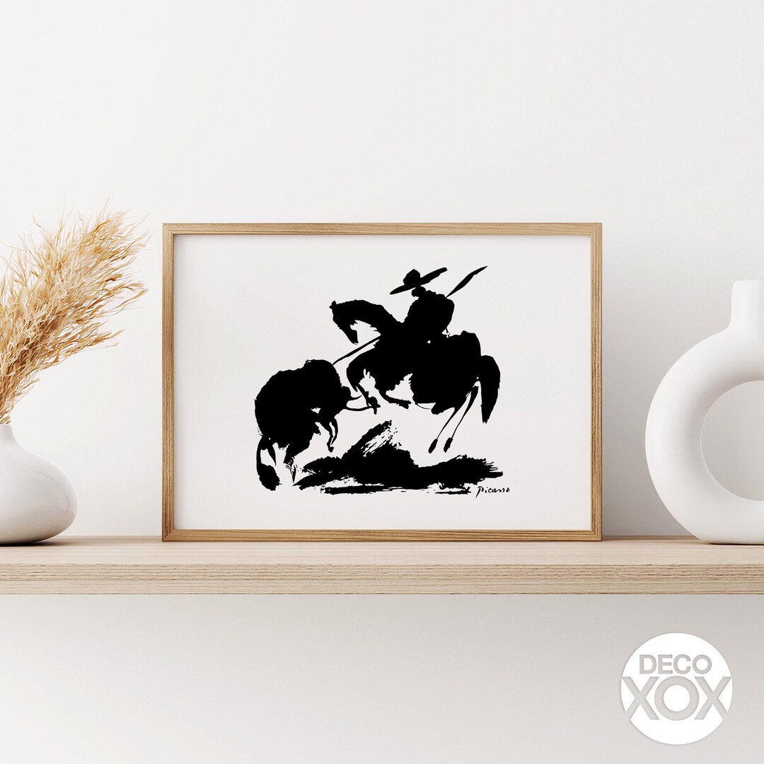 Pablo Picasso Bullfighter and Bull Art Print Black and White Abstract ...