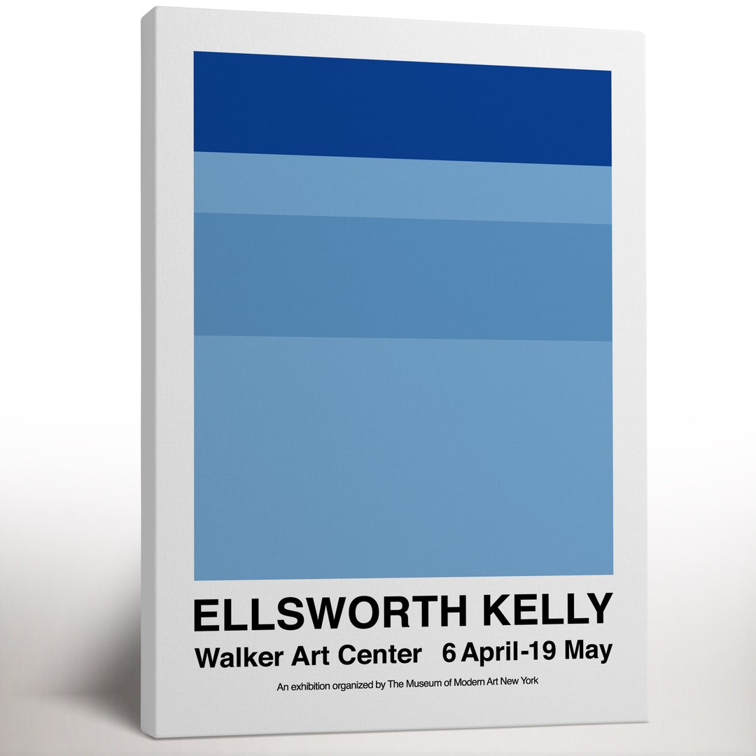 Ellsworth Kelly Exhibition Poster, Framed Canvas Print, Blue Geometric ...