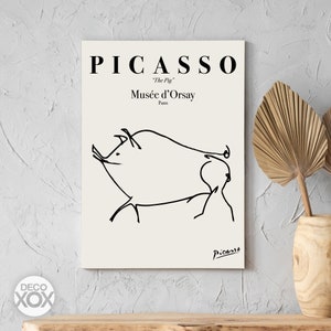 Picasso Animal Prints, Pablo Picasso Pig Sketch Line Drawing Art Print ...
