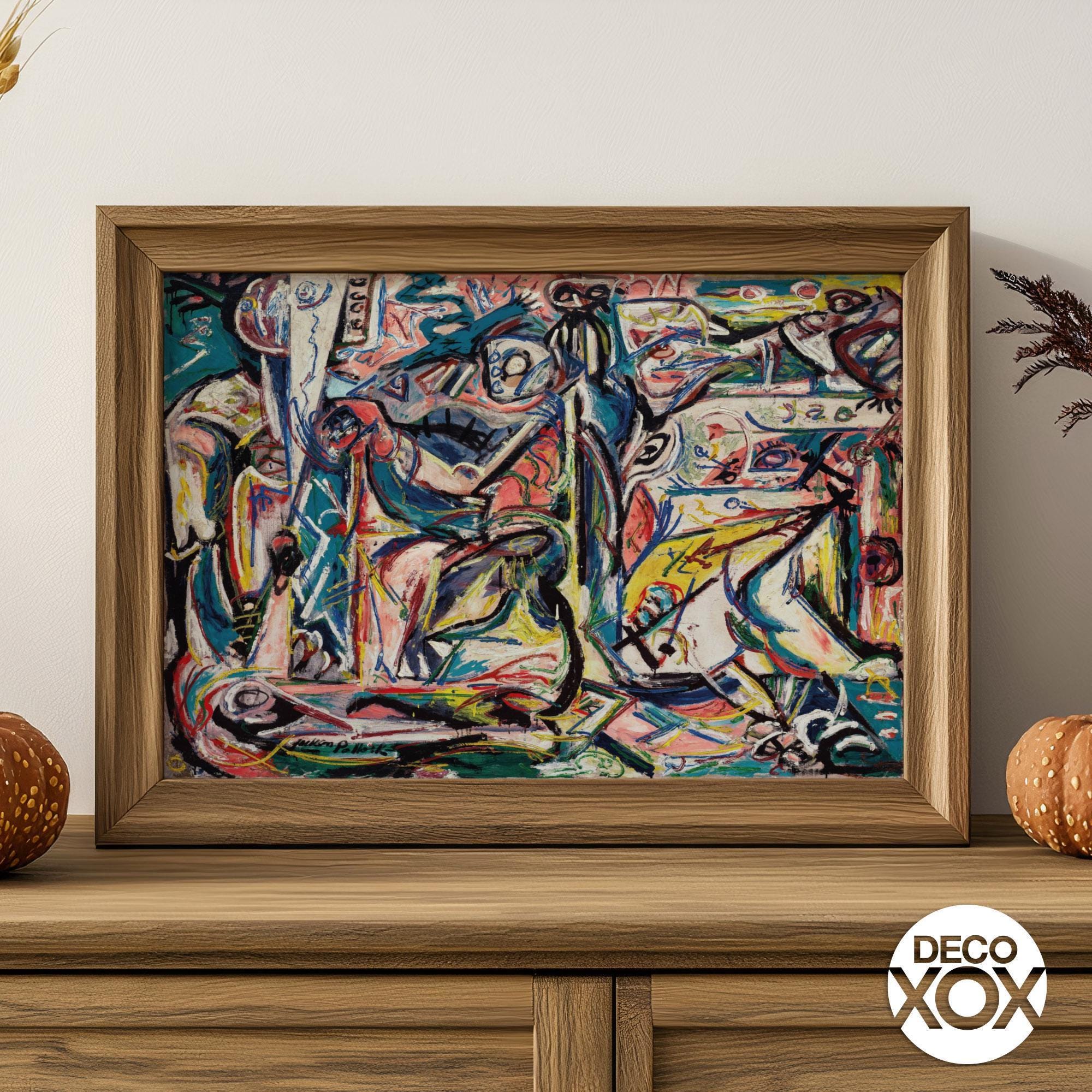 Jackson Pollock Abstract Expressionist Print, Surreal Faces, Modern ...