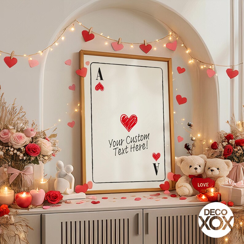 Personalized Ace of Hearts Card Print: Custom Message, Valentine's Day ...