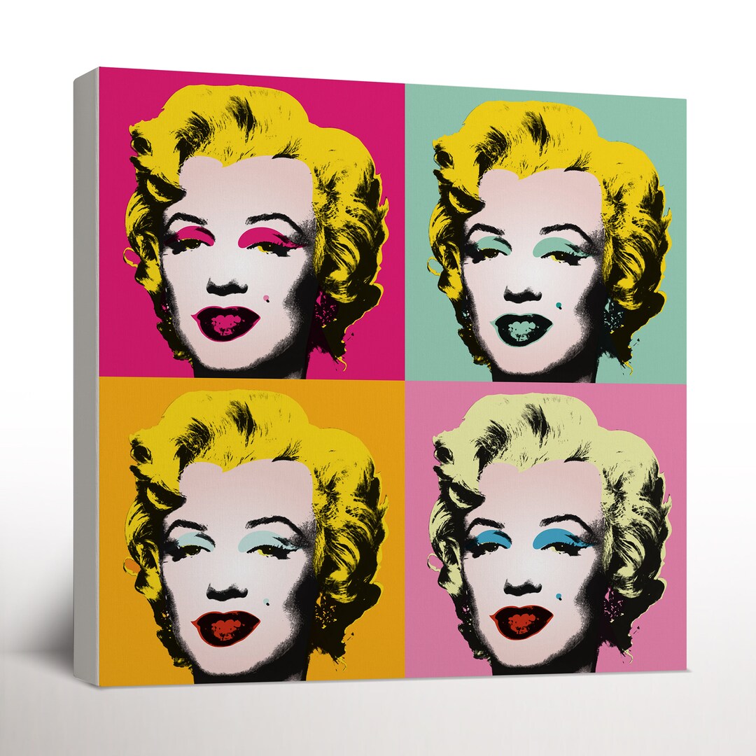 Four Marilyns Pop Art Print, Modern Wall Decor, Canvas Art Ready to Hang, Pop Art, Housewarming ...