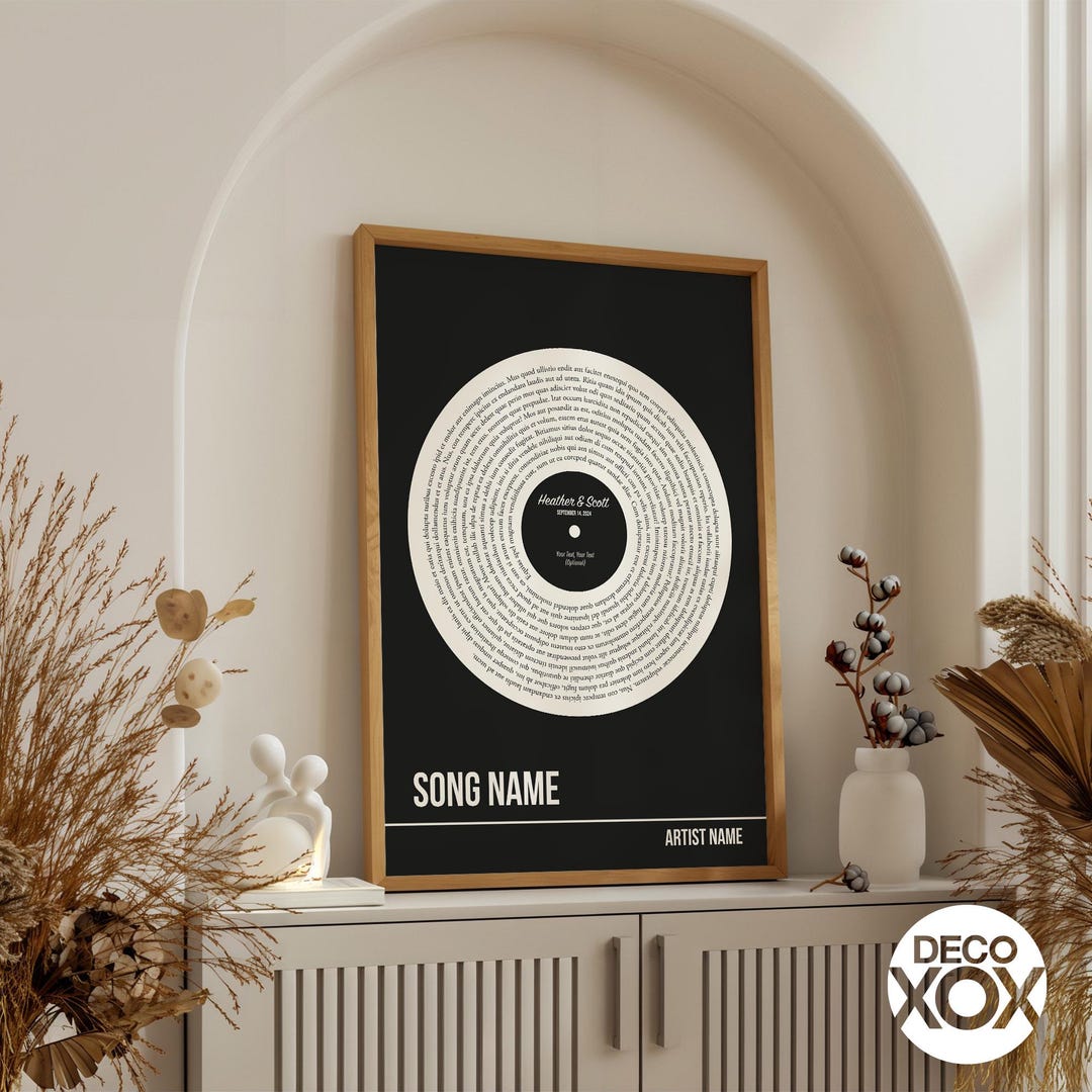 Personalized Vinyl Lyrics Print – Custom Song Poster With Artist Name ...