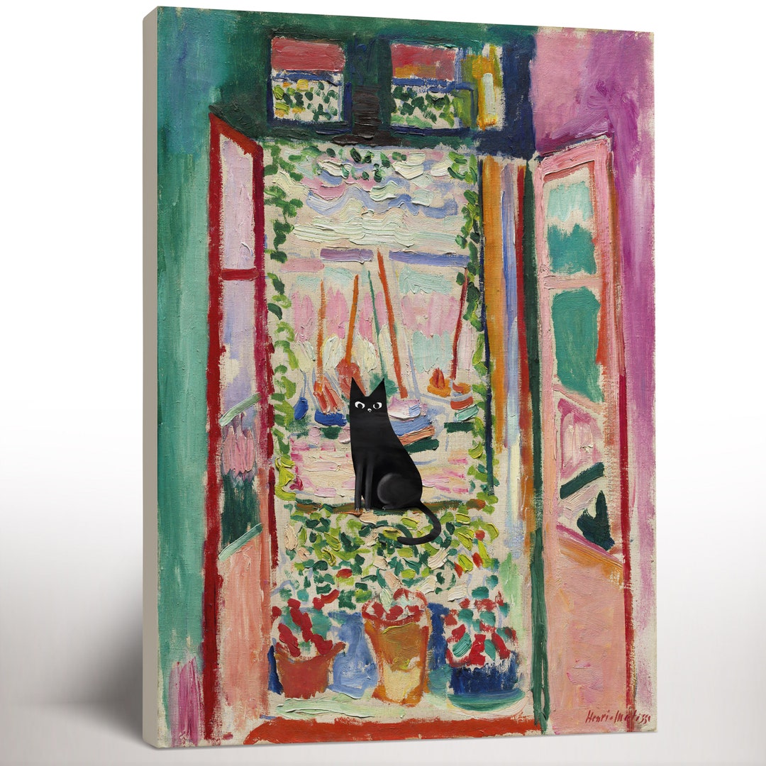 Henri Matisse Cat Canvas Print, Matisse Open Window Cat Poster, Black ...