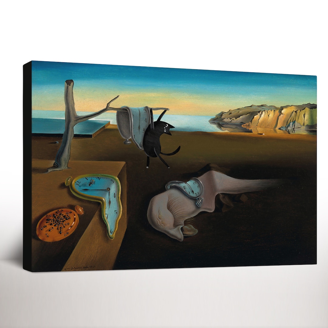 Salvador Dali Persistence of Memory Cat Canvas Print, Dali Cat Poster ...