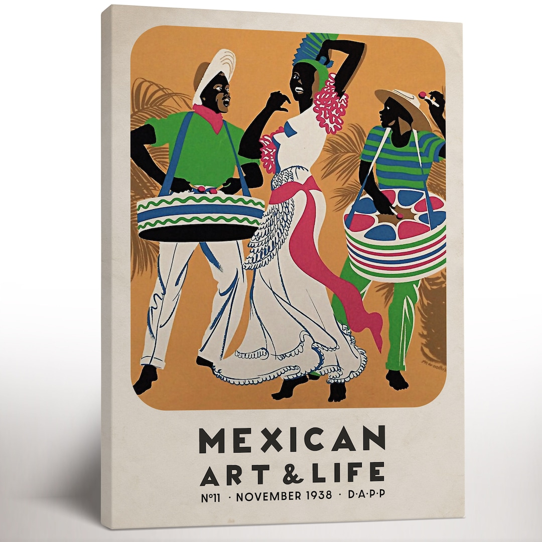 Mexican Art & Life Magazine, Canvas Print, Mexico Travel Art, Vintage ...