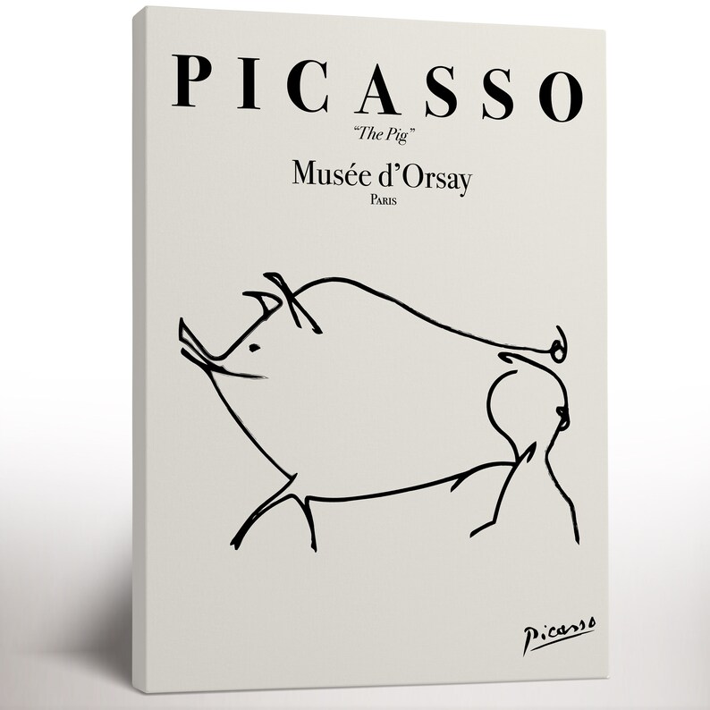 Picasso Animal Prints, Pablo Picasso Pig Sketch Line Drawing Art Print ...