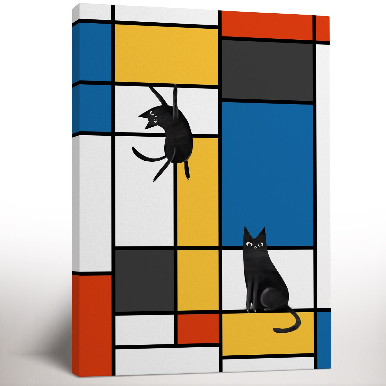 Piet Mondrian Black Cat Canvas Print, Mondrian Funny Gift Poster, Black ...