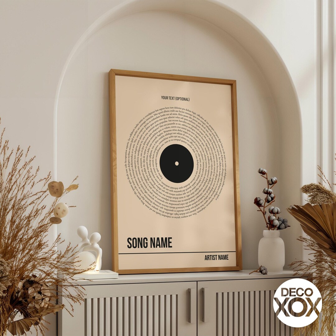 Custom Vinyl Song Lyrics Poster – Personalized Record Print With Song ...