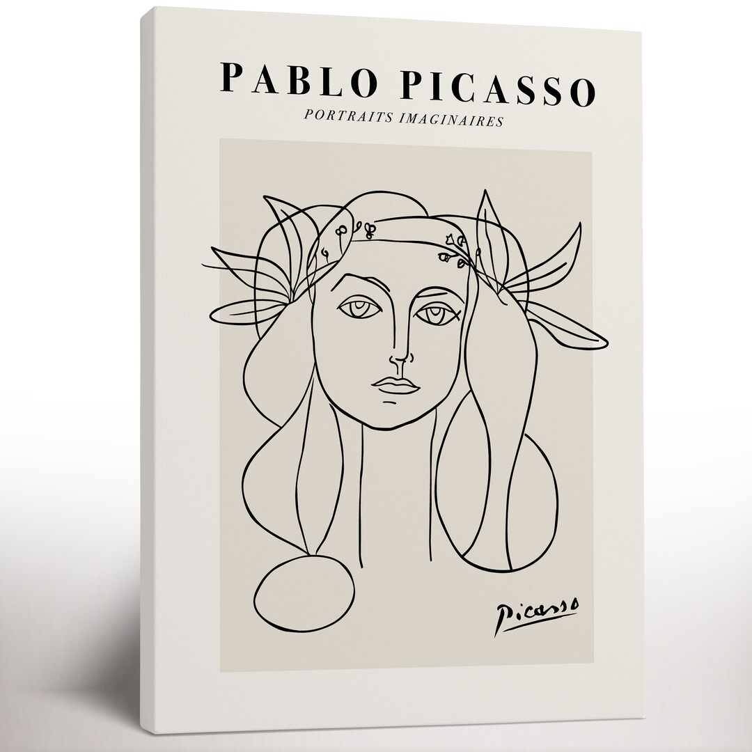 Pablo Picasso Print Girl Face Line Drawing Lithograph Framed Canvas ...