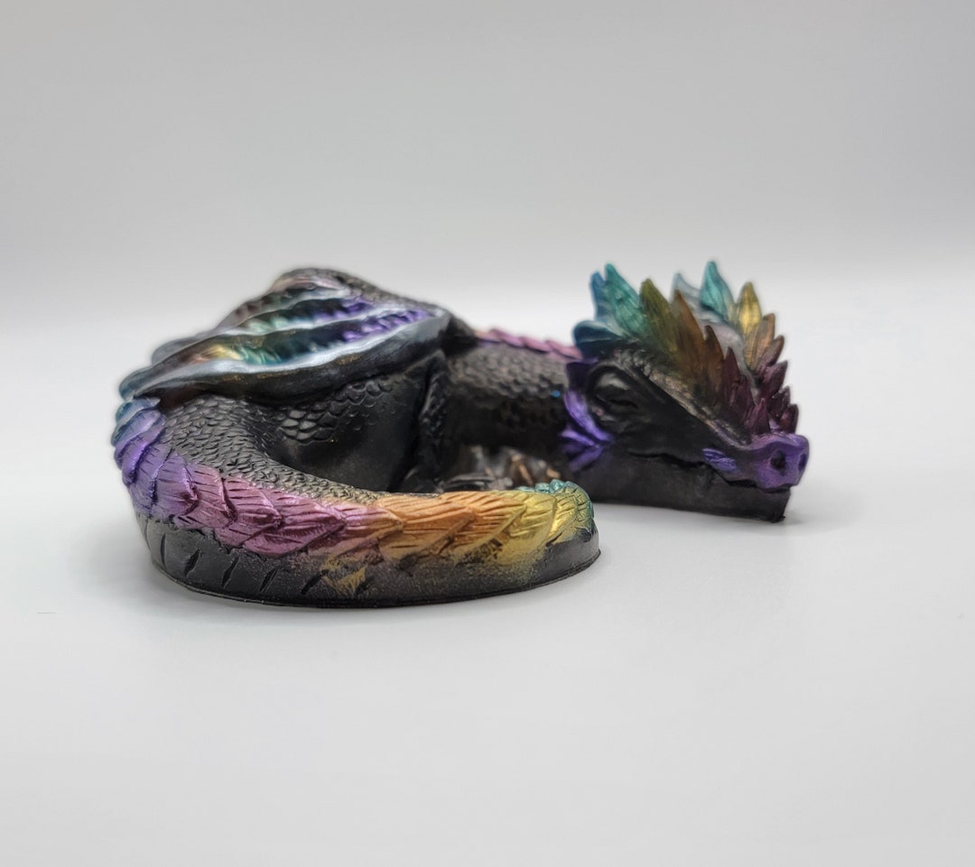 Rainbow Resin Dragon Colorful Dragon Figurine Epoxy Sleeping Dragon - Etsy