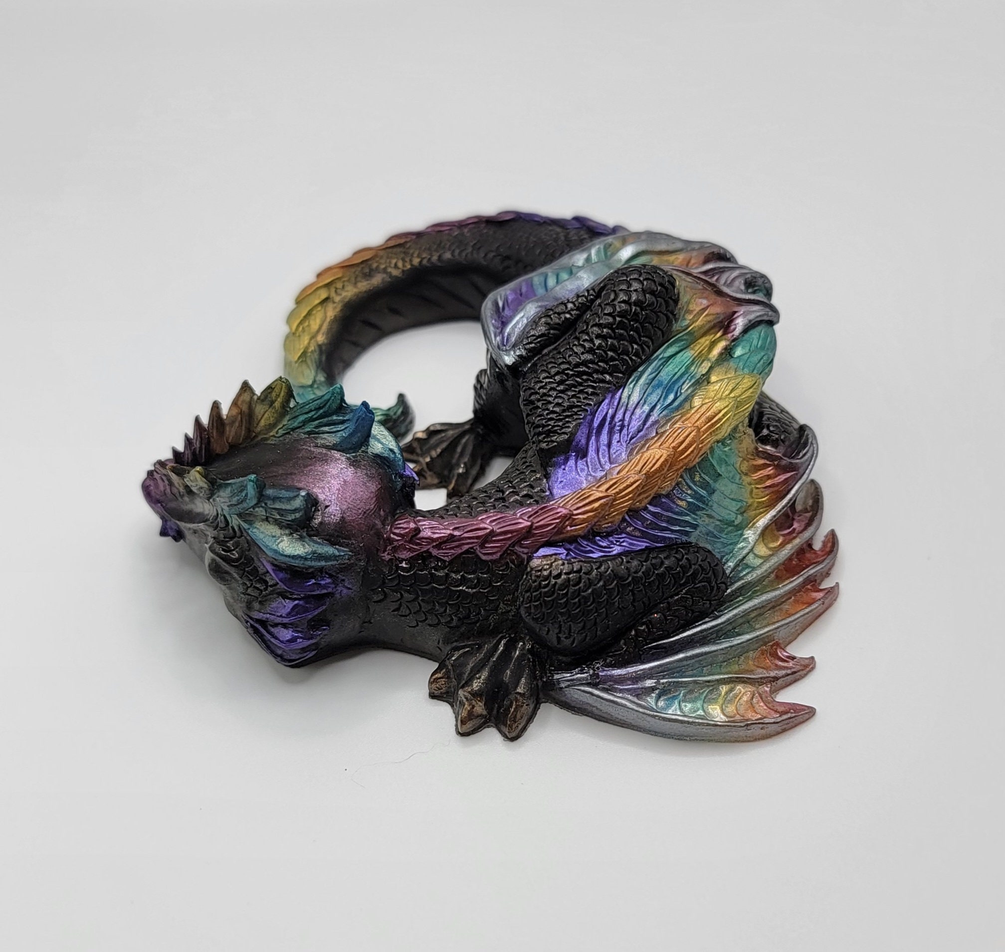 Rainbow Resin Dragon Colorful Dragon Figurine Epoxy Sleeping Dragon - Etsy
