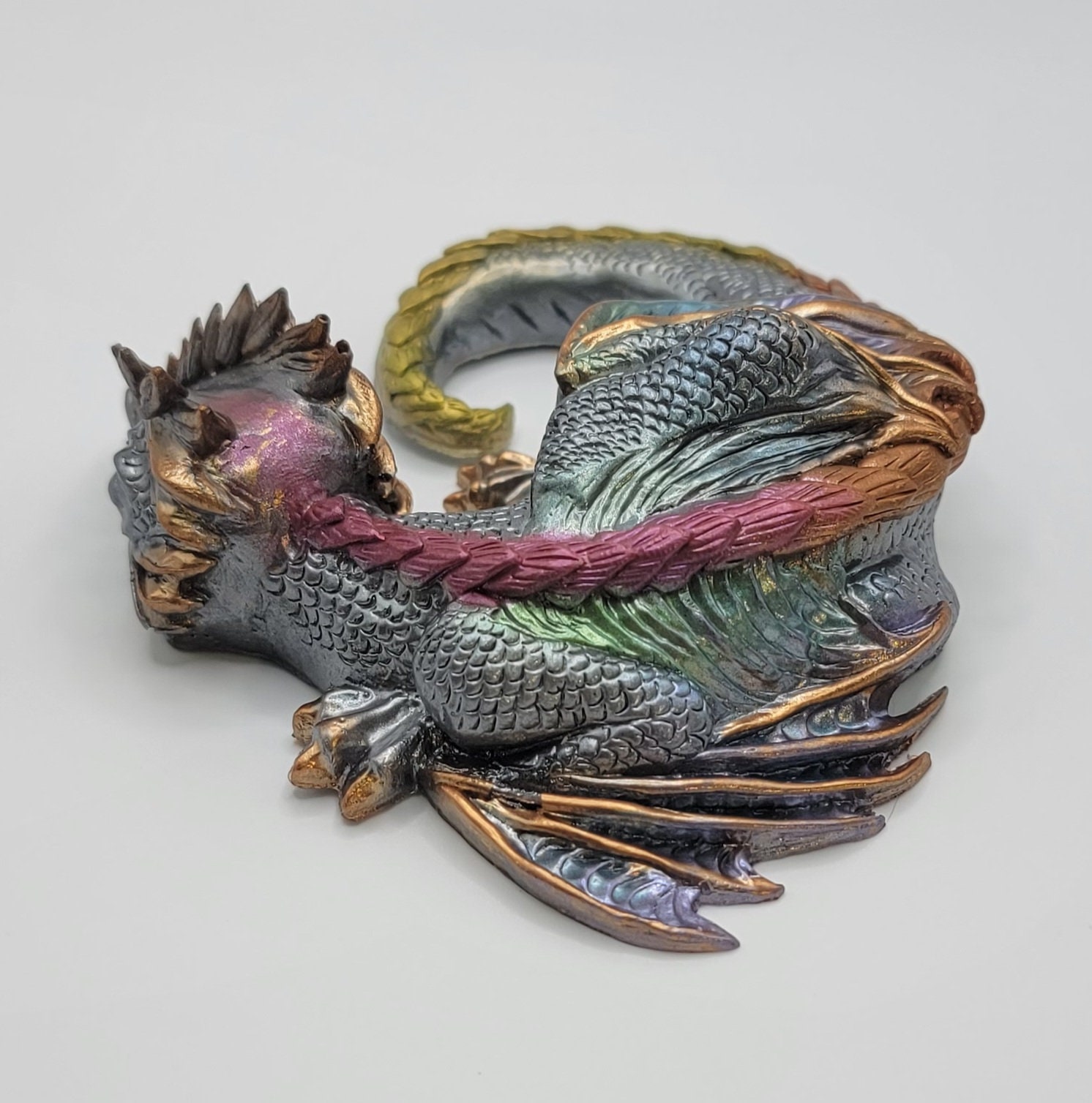 Rainbow Resin Dragon Colorful Dragon Figurine Epoxy Sleeping - Etsy