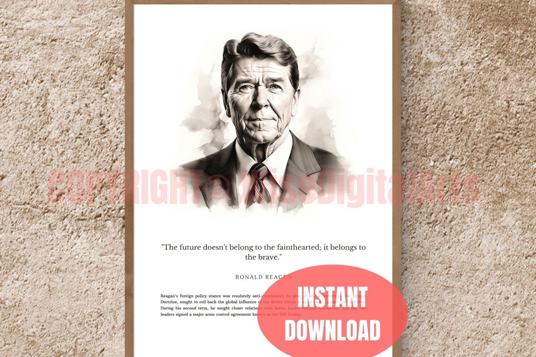 Ronald Reagen Wall Art Watercolor Inspirational Meaningful Informative ...