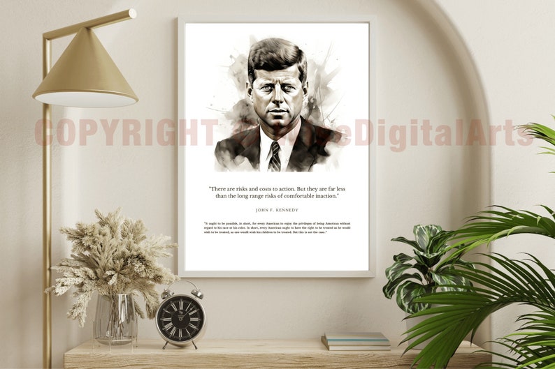 John F. Kennedy Wall Art Watercolor Inspirational Meaningful ...