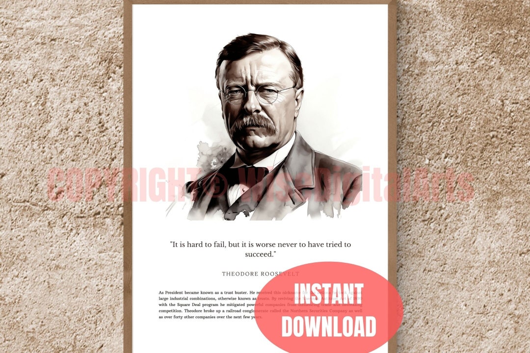 Theodore Roosevelt Wall Art | Watercolor | Inspirational | Meaningful ...